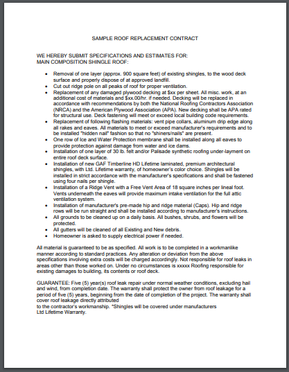 Residential Roofing Contract - 10+ Examples, Format, Pdf | Examples