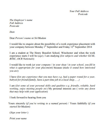 Download Working Experience Letter Format Sample PNG Format Kid