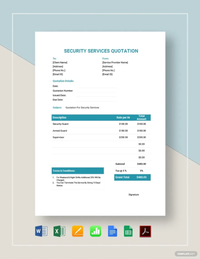 Security Services Quotation - 7+ Examples, Format, Pdf | Examples