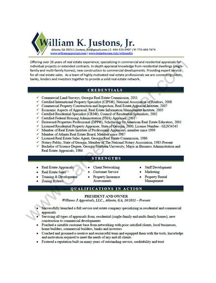 Resume Template For Real Estate Agents