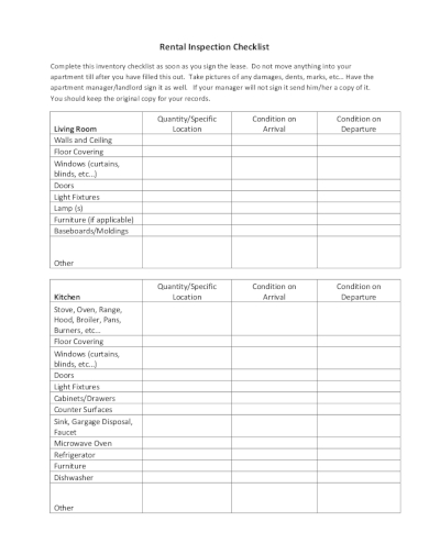 Rental Inspection Checklist - 8+ Examples, Format, Pdf | Examples