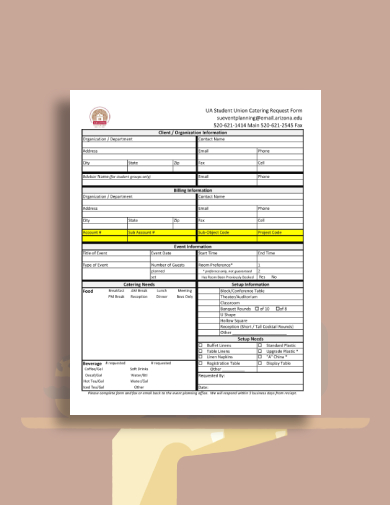 Catering Request Form - 10+ Examples, Format, Pdf | Examples