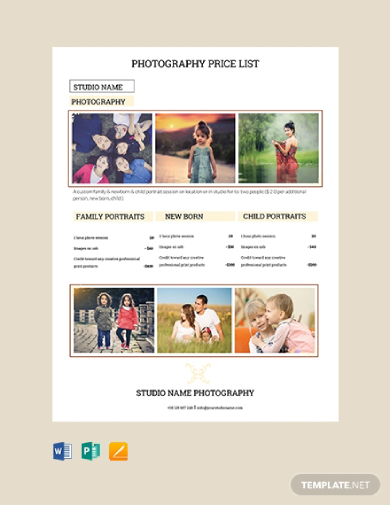 How to a Create Photography Price List? | Examples
