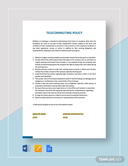 Telecommuting Policy - 9+ Examples, Format, Benefits, PDF