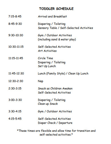 Toddler Schedule - 9+ Examples, Format, Pdf | Examples