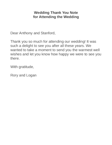 Wedding Thank-You Note Examples - 5+ Templates [Download Now] | Examples