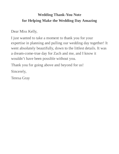 Wedding Thank-You Note Examples - 5+ Templates [Download Now] | Examples