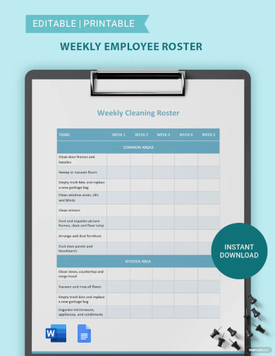 Cleaning Roster - 16+ Examples, Format, Pdf | Examples