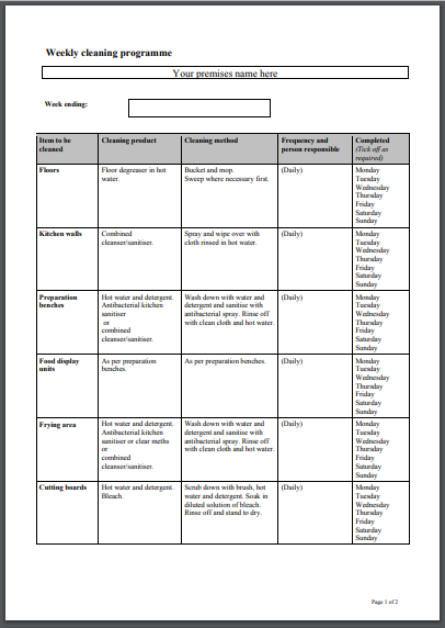 Cleaning Roster - 16+ Examples, Format, Pdf | Examples