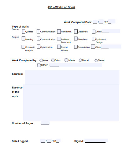 Work Log - 16+ Examples, Format, Pdf | Examples