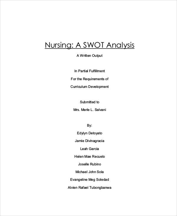 Nursing SWOT Analysis - 10+ Examples, Format, Pdf | Examples