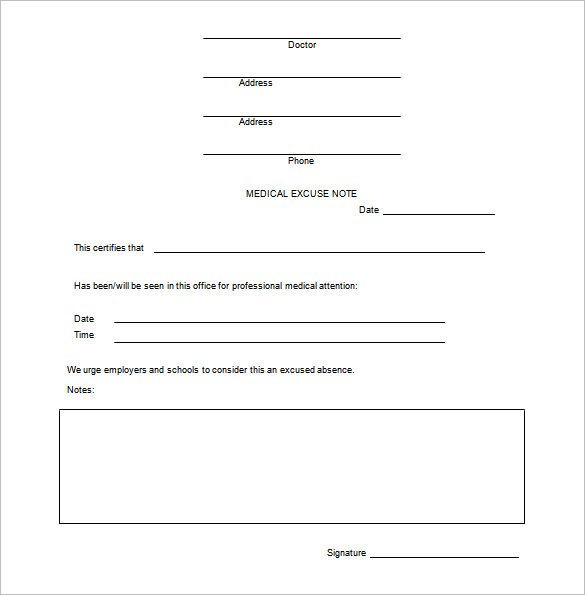 Medical Excuse Notes - 9+ Examples, Format, Pdf | Examples