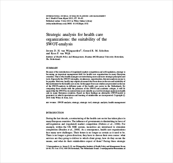 Nursing SWOT Analysis - 10+ Examples, Format, Pdf | Examples