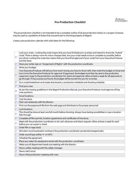 Production Checklist - 10+ Examples, Format, Pdf | Examples