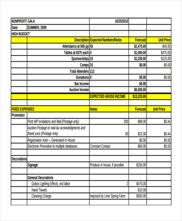 How To Create Nonprofit Budget Examples