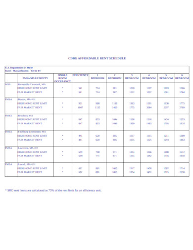 Rent Schedule - 15+ Examples, Format, Pdf | Examples