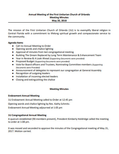 Free Church Meeting Minutes Template