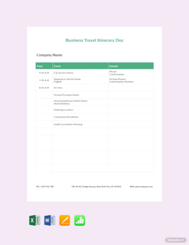 Travel Itinerary - 30+ Examples, Format, Pdf | Examples
