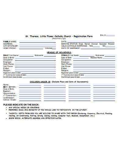 Church Registration Form - 14+ Examples, Format, Pdf