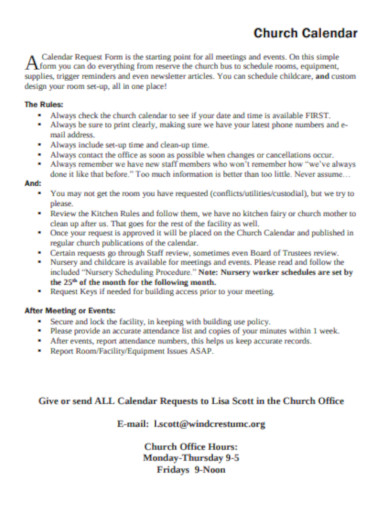 Church Calendar - 17+ Examples, Format, Pdf | Examples