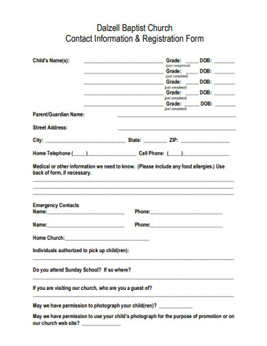 Church Registration Form - 14+ Examples, Format, Pdf