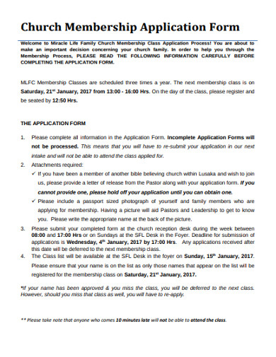 Church Membership Form 13 Examples Format Pdf Examples