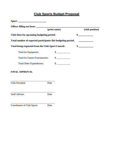 Club Budget - 12+ Examples, Format, Pdf | Examples