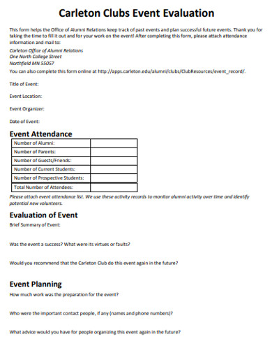Event Evaluation Form - 15+ Examples, Format, Pdf | Examples