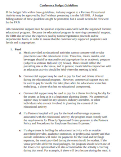 Conference Budget - 18+ Examples, Format, Pdf | Examples