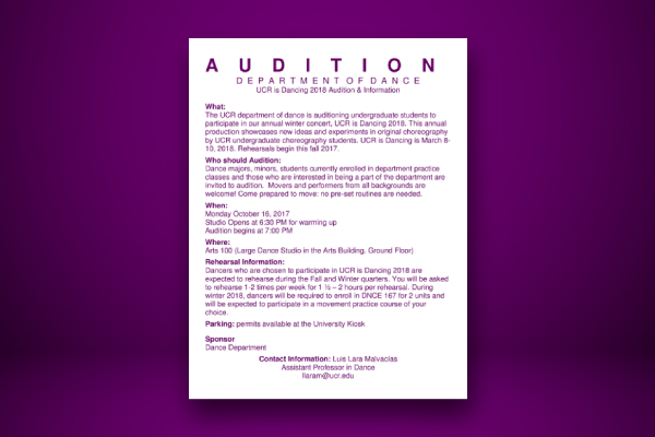Dance Audition Flyer - 17+ Examples, Format, Pdf | Examples