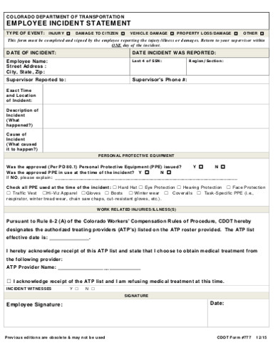 Incident Statement Form - 7+ Examples, PDF
