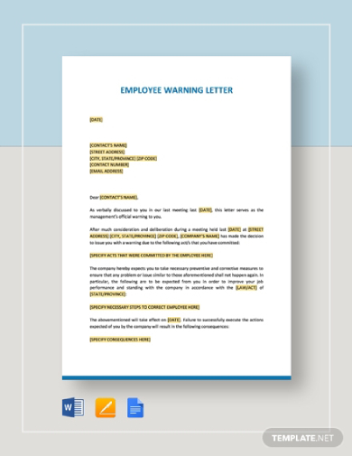 Warning Letter For Bad Behavior 10 Examples Format Sample Examples