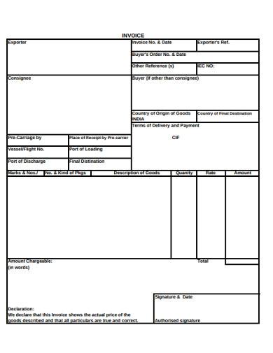 Export Invoice - 8+ Examples, Format, Pdf