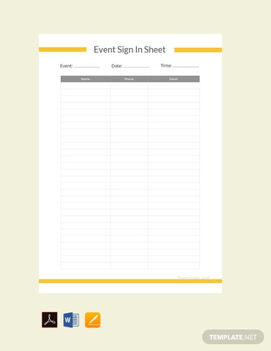 Event Sign in Sheet - 13+ Examples, Format, Pdf | Examples