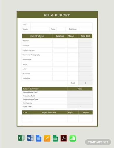 Film Budget - 8+ Examples, Format, Pdf | Examples