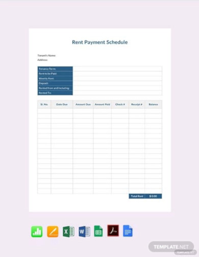 Rent Schedule - 15+ Examples, Format, Pdf | Examples