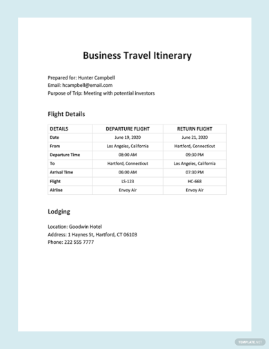 Travel Itinerary - 30+ Examples, Format, Pdf | Examples