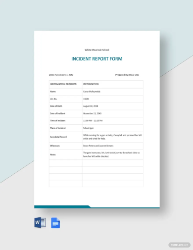 Student Incident Report - 21+ Examples, Format, Pdf | Examples