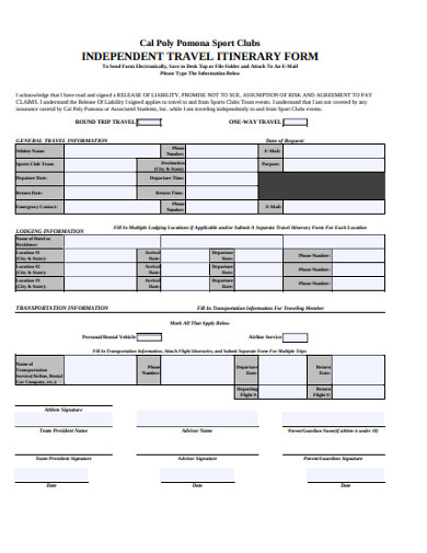 Travel Itinerary - 30+ Examples, Format, Pdf | Examples