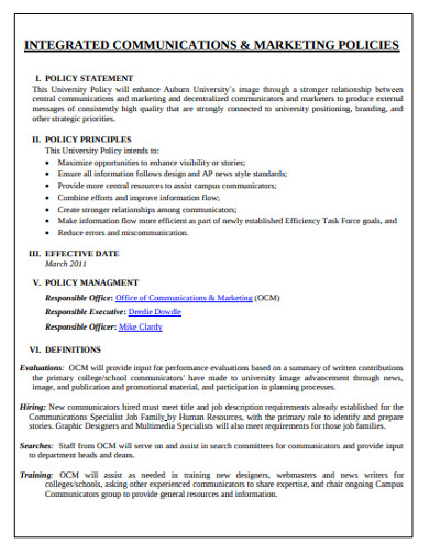 Marketing Policy Examples - 12+ Templates | Examples