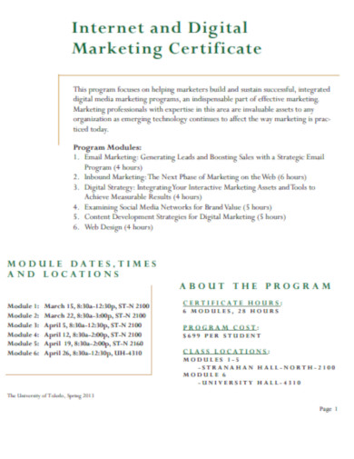 Marketing Certificate - 16+ Examples, Format, Pdf | Examples