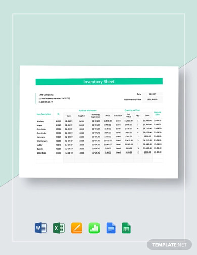 Inventory Sheet - 17+ Examples, Format, Pdf | Examples