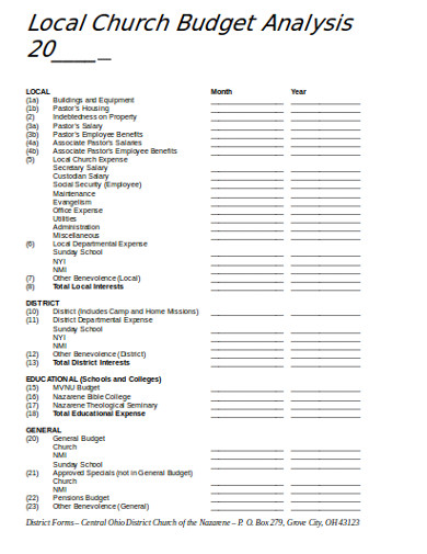 Church Budget Examples 18 In Google Docs Google Sheets MS Excel 
