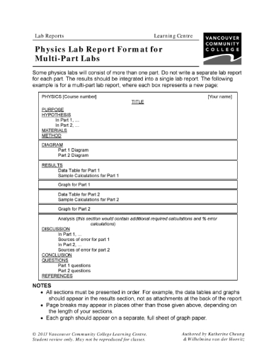 Physics Lab Report 10 Examples Format Pdf Examples