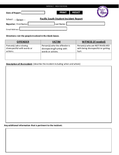 Student Incident Report - 21+ Examples, Format, Pdf | Examples
