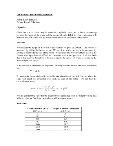 Physics Lab Report 10 Examples Format Pdf Examples