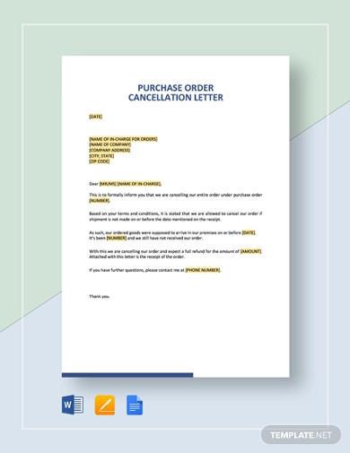 Purchase Order Letter Examples 5 Templates In Google Docs Word 