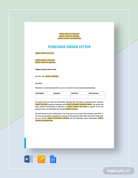 Purchase Order Letter - 13+ Examples, Format, How to Write, Tips, PDF Purchase Order Letter - 13+ Examples, Format, How to Write, Tips, PDF