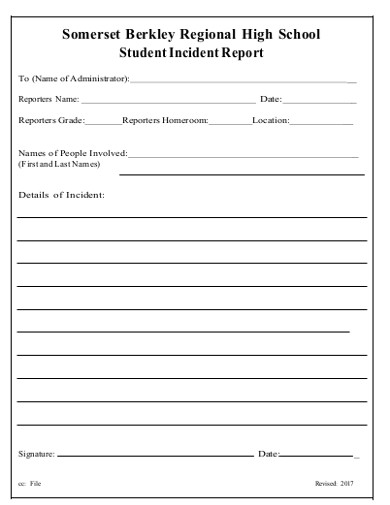 FREE 15 Student Incident Report Examples Templates Download Now Examples