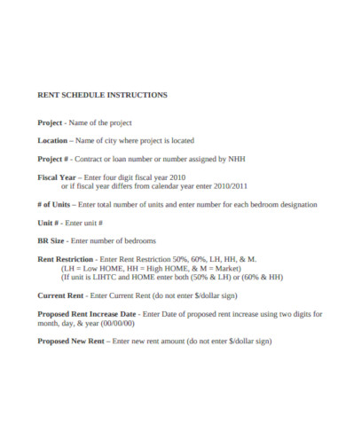 Rent Schedule - 15+ Examples, Format, Pdf | Examples